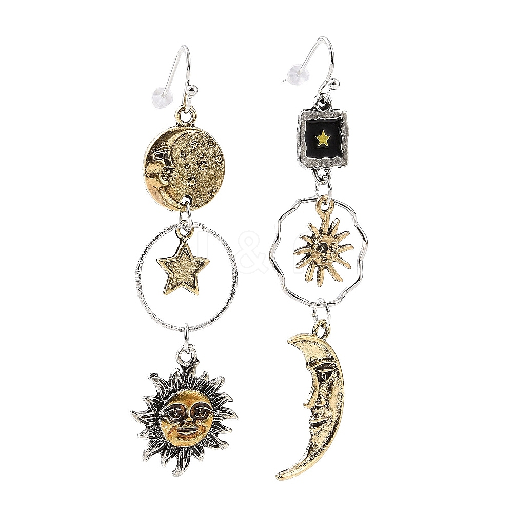 Wholesale Alloy Moon & Sun & Star Asymmetrical Earrings ...