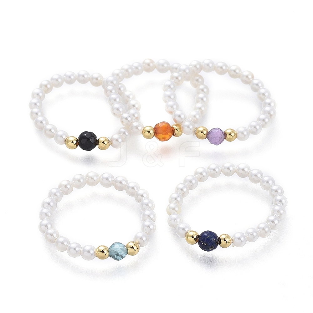 Wholesale Natural Mixed Gemstone Stretch Rings Sets ...